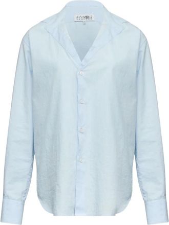 Maison Margiela Femme, Blouses et Chemises, Bleu, Taille: 40 FR Chemise &agrave; manches longues et col en V