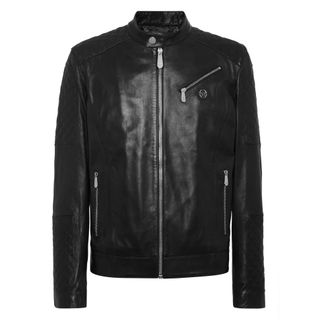 Philipp Plein Homme, Vestes, Noir, Taille: M Padded Leather Moto Bomber