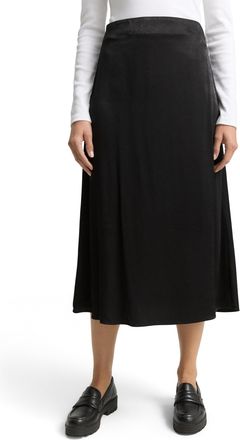 Tom Tailor Damen 1048765 Satin Midi-Rock, 14482-Deep Black, 40