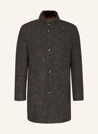 Bugatti Wollmantel Aus Boucl&eacute; Mit Herausnehmbarer Blende grau
