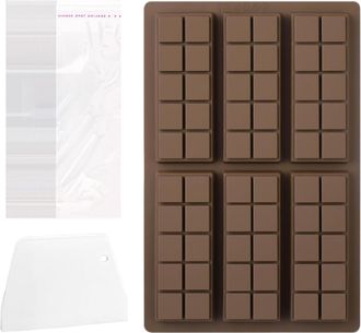 Generic Schokoriegelform, Auseinanderbrechen Wax Melt Mould - Food Grade Easy Release Dicke gef&uuml;llte Silikonformen mit 100x Candy Aufbewahrungsbeutel