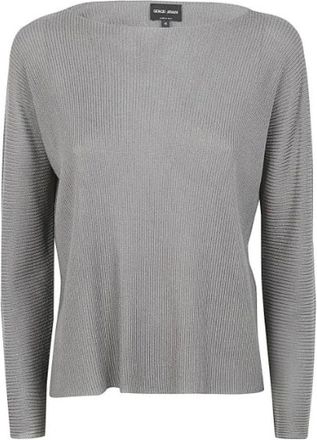 Giorgio Armani Femme, Pulls, Gris, Taille: 38 FR Round-neck Knit Sweater