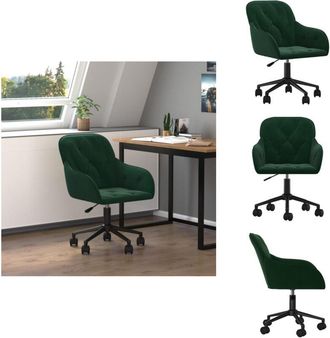 vidaXL Vidaxl - Chaise pivotante de bureau Vert foncé Velours - Chaise De Bureau - Chaise Ergonomique - Fauteuil De Bureau - Chaise Pivotante - Velours