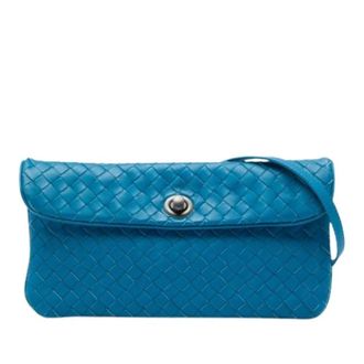 Bottega Veneta Sac bandouli&egrave;re en cuir nappa tress&eacute; Pre-owned - Femme - Pre-owned - Bleu - Taille: ONE Size