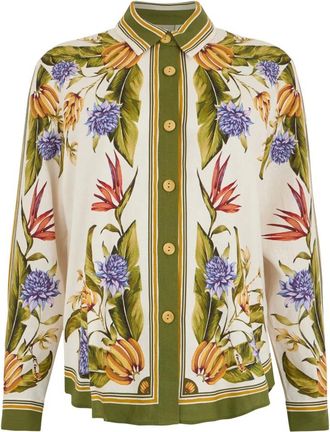 Farm Rio Farm Rio, Femme, Blouses et Chemises, Multicolore, Taille: 38 FR Floral Long-Sleeved Shirt