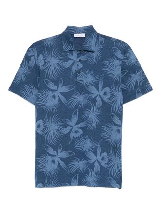 Gran Sasso polo à fleurs - Bleu