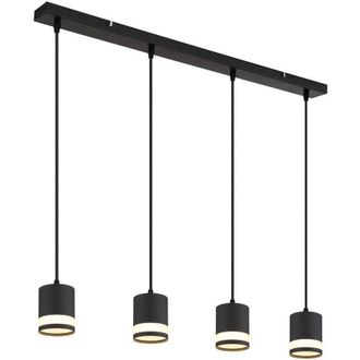 Globo Lighting H&auml;ngeleuchte Pendellampe Wohnzimmerlampe schwarz opal 4 flammig led h 120 cm
