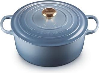 LE CREUSET Le Creuset Cocotte Signature en Fonte Émaillée avec Couvercle, Ø 28 cm, Ronde, 6.7 L, 6.125 kg, Chambray, 21177284344441