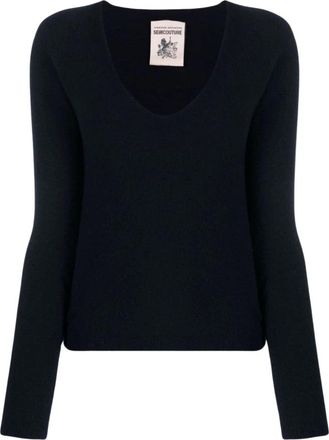 Semicouture Femme, Pulls, Bleu, Taille: 42 FR Pull en V