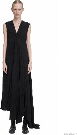 Marc Le Bihan Viscose Wool Knotted Dress
