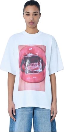 Alexander Wang Femme, Tops, Blanc, Taille: 38 FR T-Shirt Graphique en Jersey de Coton