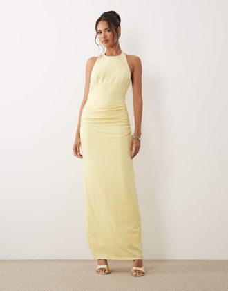 Forever New Robe longue &agrave; dos nu et taille drap&eacute;e - Jaune