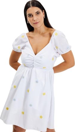 Trendyol Trendyol Damen White Embroidered Volume Casual Dress, Weiß, 34 EU