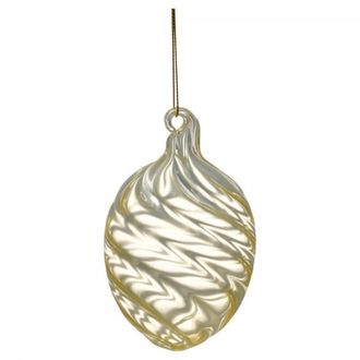 Green Gate Egg Ornament Hanging Swirl Wide Pale Yellow