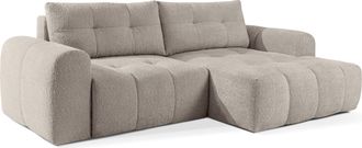 Konsimo Ecksofa RAVIA mit Schlaffunktion, Modern-Stil, Premiumqualit&auml;t aus EU, kompakte Gr&ouml;&szlig;e, Boucl&eacute;-Stoff, ausziehbare Liegefl&auml;che (193x150 cm) (grau, recht