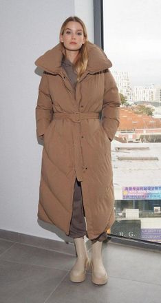 Copperose Winterjacke Winterjacke Oversize Winterparka Steppmantel Parka mit Gürtel mit Reißverschluss