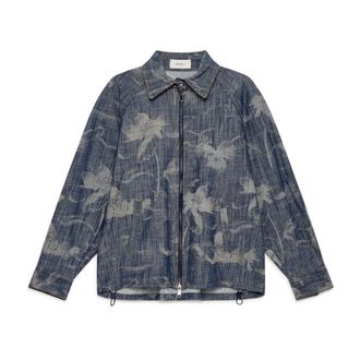 Maliparmi Maliparmi, Femme, Vestes, Bleu, Taille: 36 FR Manteau Rembourr&eacute; en Denim Floral