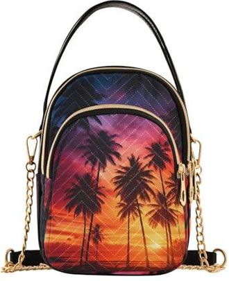 Mnsruu Sac à bandoulière pour femme - Motif palmiers, plages tropicales - Petit sac à bandoulière avec sangle réglable