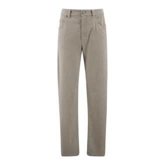Brunello Cucinelli High-Waist Beige Baumwolljeans - - Trousers - Damen - Beige - L