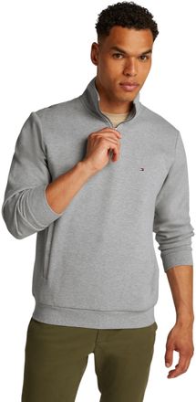 Tommy Hilfiger Herren Sweatshirt mit Reißverschluss Essential Intechno 1/4 Zip mit Stehkragen, Grau (Light Grey Heather), XXL