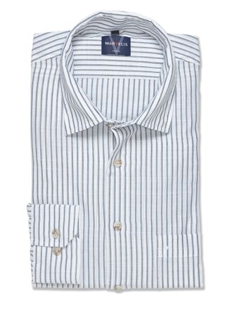 Marvelis Langarmhemd MARVELIS, Herren, Gr. XXL, N-Gr, gr&uuml;n, Web, Obermaterial: 52% Lyocell, 48% Baumwolle, gestreift, h&uuml;ftbedeckend, Rundhals, 2-Knopf-Manschet