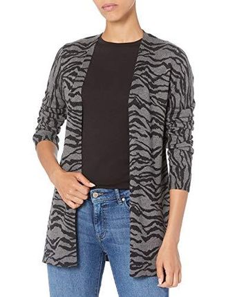 Amazon Essentials Cardigan léger Ouvert sur Le Devant pour Femme (Disponible en Grande Taille), imprimé Tigre Anthracite, Taille XL