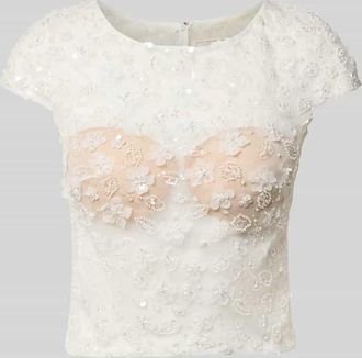 Luxuar Fashion T-Shirt mit Perlen und Rundhalsausschnitt