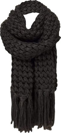 TigerTie Strickschal in dunkelbraun einfarbig mit langen Fransen - Schalgr&ouml;&szlig;e 30 x 220 cm