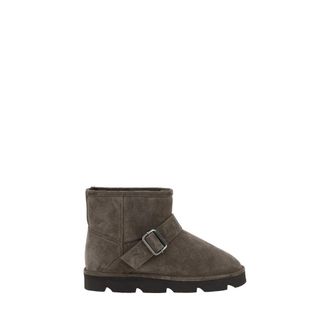 Brunello Cucinelli Pelzige Stiefeletten mit Schnalldetail - - Shoes - Damen - Braun - 39 EU