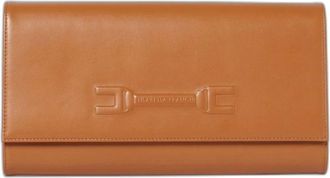 Elisabetta Franchi Pochette avec logo en relief - Femme - Accessoires - Brun - Taille: ONE Size