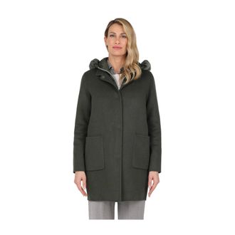 Gimos Wollmantel mit Kapuze und Pelzbesatz - - Coats - Damen - Gr&uuml;n - XS