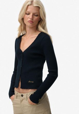 Superdry Langarmshirt ESSENTIAL BUTTON THRU LS TOP Baumwolle, skinny fit