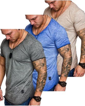 Amaci & Sons T-Shirt 3. NYC Herren 3er-Pack T-Shirts (3er-Pack) Herren Basic Oversize T-Shirt mit V-Ausschnitt