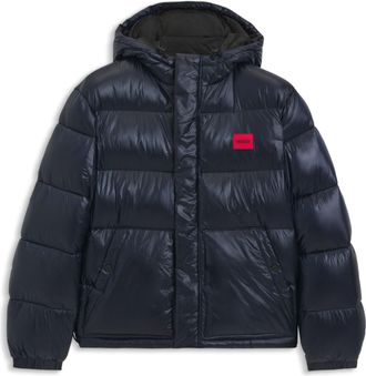 HUGO BOSS Herren Baro2531 IN Wasserabweisende Jacke mit Logo-Label Dunkelblau L