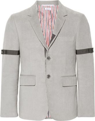 Thom Browne blazer côtelé à simple boutonnage - Gris