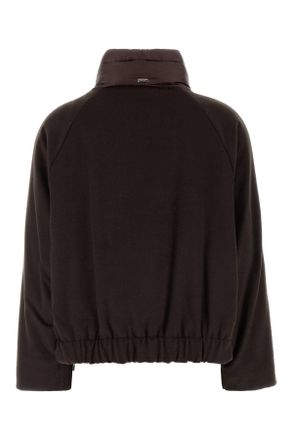 Herno Womens Tricot Down Jacket Brown Exterior Polyester Modal