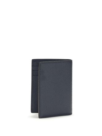 Valentino Garavani Mens Vlogo Signature Card Holder Marine Calf Leather Bos Taurus Wallet