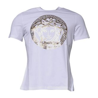 Versace Medusa Print Baumwoll Rundhals T-shirt - - Tops - Herren - Wei&szlig; - 3XS