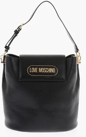Moschino LOVE Textured Faux Leather Bucket Bag with Embossed Logo size Unica