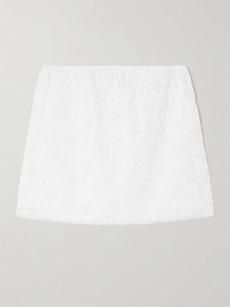 Poss&eacute; Mini-jupe En Coton &Agrave; Broderie Anglaise Salma - Blanc
