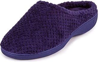 Isotoner Femme Ladies Popcorn Terry Mule Slippers Chaussons, Bleu (Navy Nav), 41 EU