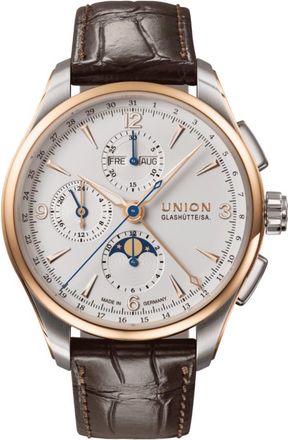 Union Glash&uuml;tte/SA. Belisar Chronograph Mondphase 18KT Rosegold Herrenuhr D907.425.46.017.01
