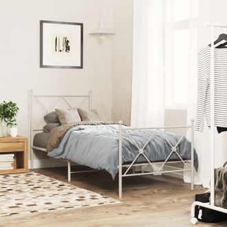 vidaXL Giroletto Con Testiera E Pediera Metallo Bianco 75x190 Cm - Vidaxl