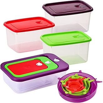 San Ignacio Packung mit 6 Behältern mit ansprechenden Deckeln und 12 Silikondeckeln der Marke