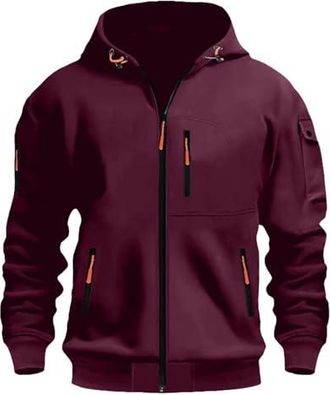 Generic Sweat &agrave; capuche zipp&eacute; pour homme - Uni - Polaire l&eacute;g&egrave;re - Fermeture &eacute;clair int&eacute;grale - Manches longues - Pour la gym, la course &agrave; pied, le sport, les 