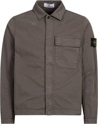 Stone Island Veste droite col classique en coton m&eacute;lang&eacute;