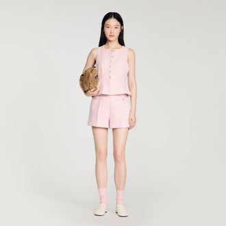 Sandro Karierte Tweedshorts mit Pailletten