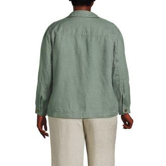 Lands End Leinenjacke, Damen, Größe:56-58 plus, Grün, Leinen, by Lands End
