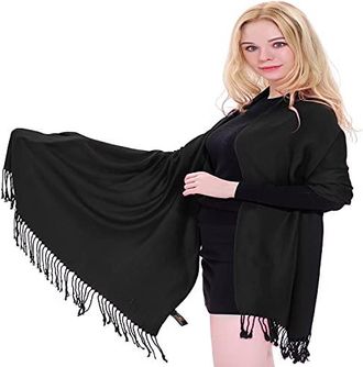 CJ Apparel Noir Solide Couleur Unie Conception Népalaise Châle écharpe étole Wrap Châles Pashminas Nouvelle