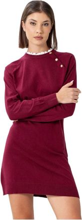 Kocca Femme, Robes, Rouge, Taille: 36 FR Robe pull longue &agrave; col montant